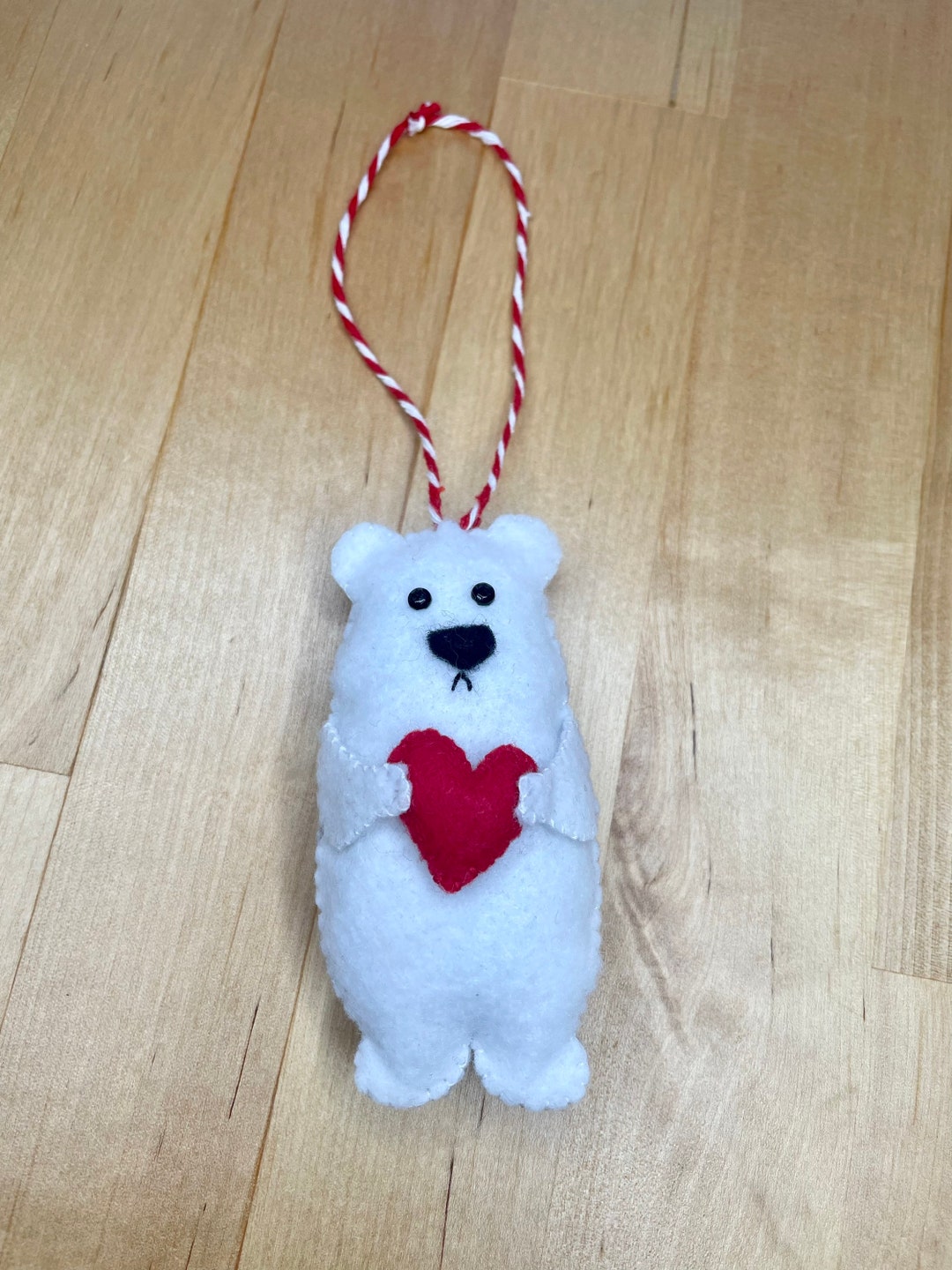 Felt Polar Bear Handmade Felt Decoration Bear With Heart - Etsy
