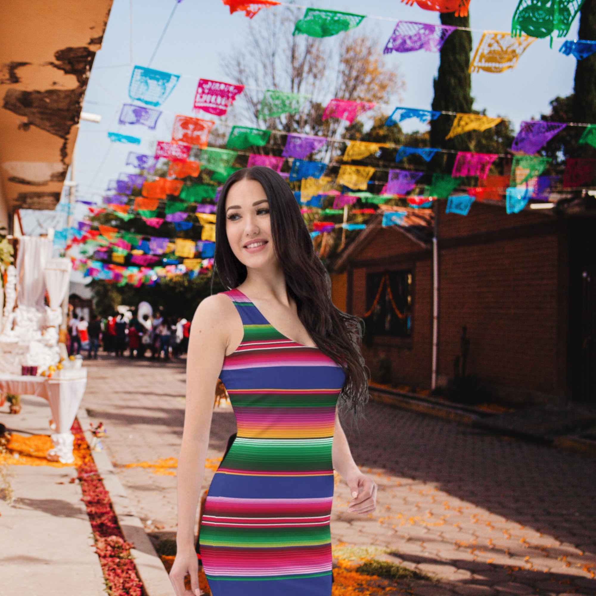 Sarape Dress Mexican Dress Serape Print Dress Bodycon - Etsy
