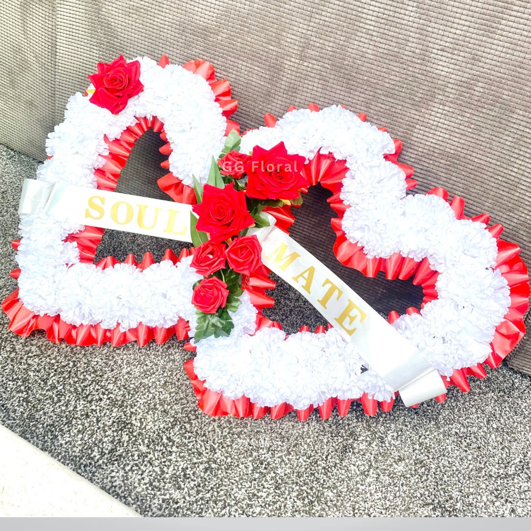 Double Open Twin Heart ANY COLOURS Personalised Flowers With Ribbon and ...