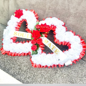 Double Open Twin Heart ANY COLOURS Personalised Flowers With Ribbon and ...