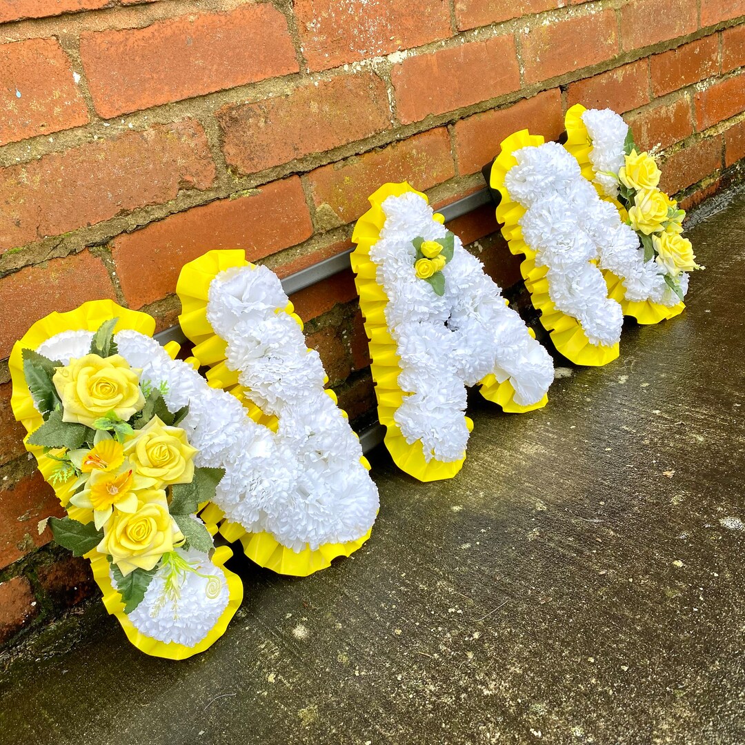 NAN WREATH - White With Yellow or ANY 3 Letters/colours Custom Funeral ...
