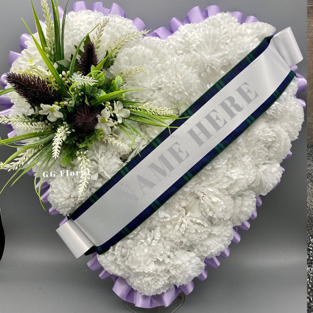 Tartan, Thistle, Heather SCOTTISH Heart Tribute With Ribbon. Funeral or ...