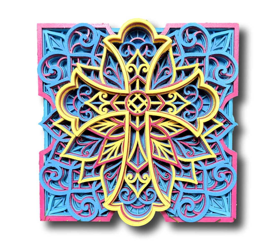 Colorful Cross Laser Engraved Wall Hanging Art Decor, Cross Wall Art ...