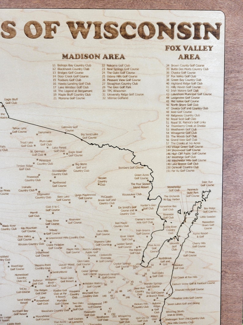 Wisconsin Golf Course Map - Etsy
