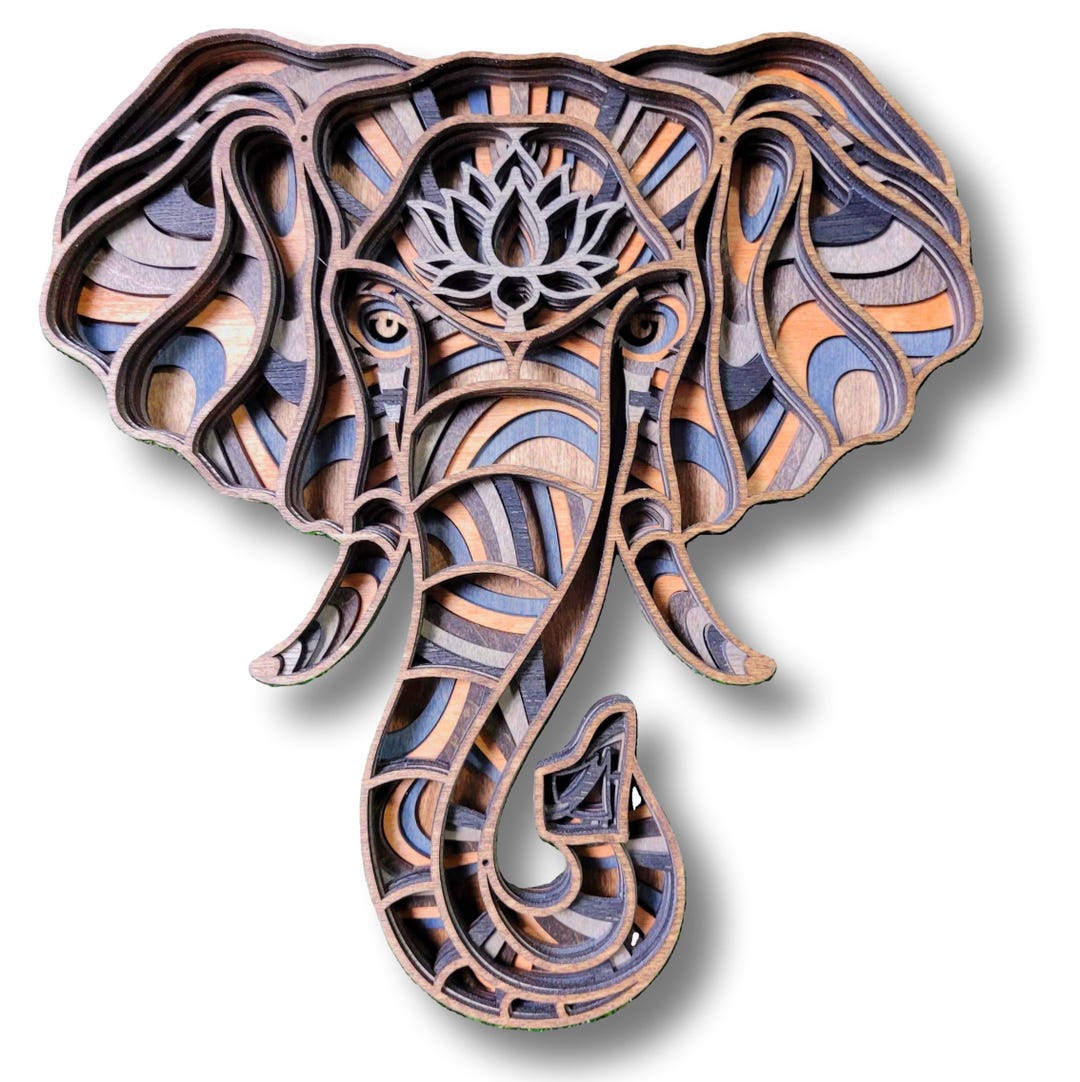 Laser Engraved Elephant Gifts, Wooden Elephant Wall Decor, Retro Animal ...