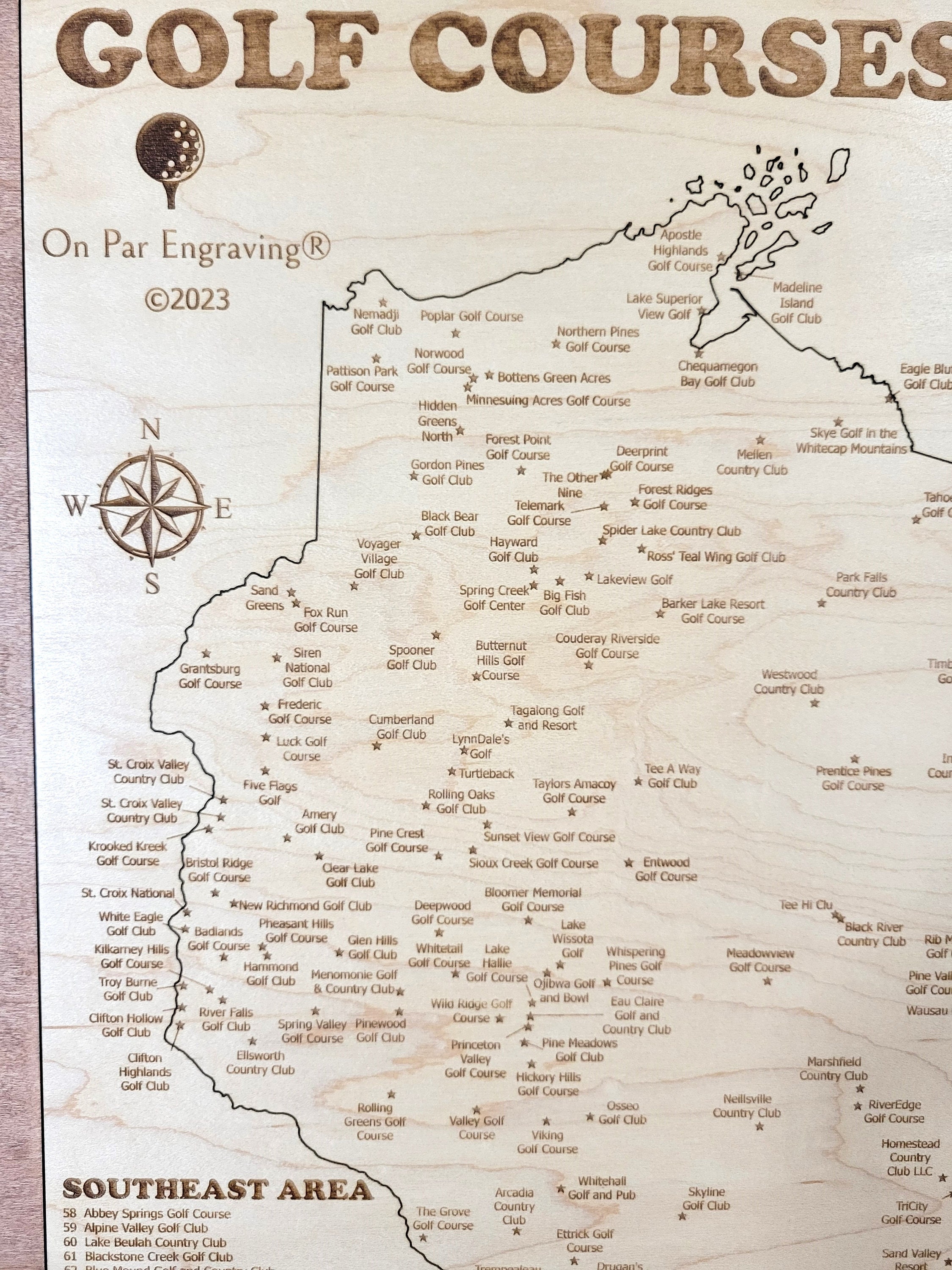 Wisconsin Golf Course Map - Etsy
