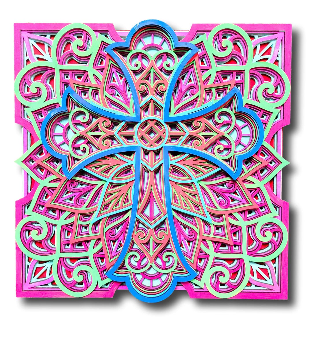 Colorful Cross Laser Engraved Wall Hanging Art Decor, Cross Wall Art ...