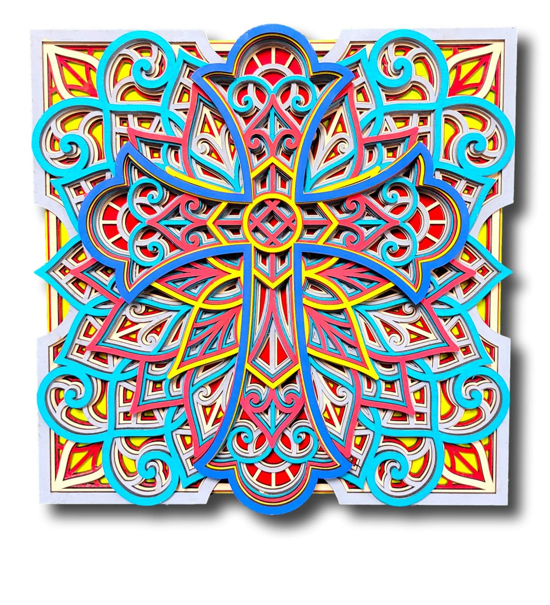 Colorful Cross Laser Engraved Wall Hanging Art Decor, Cross Wall Art ...