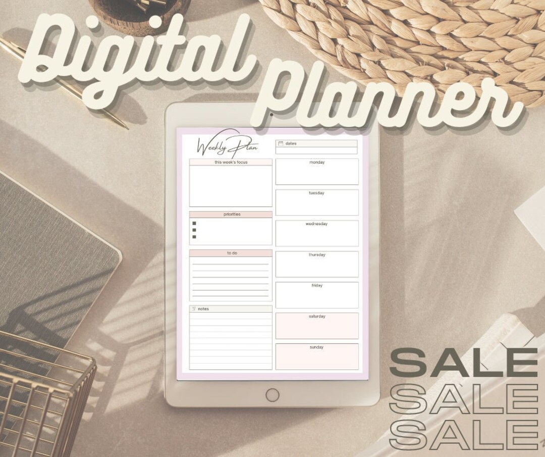 Basic Digital Planner Printable Planner Goodnotes PDF Meal Plan Grocery ...