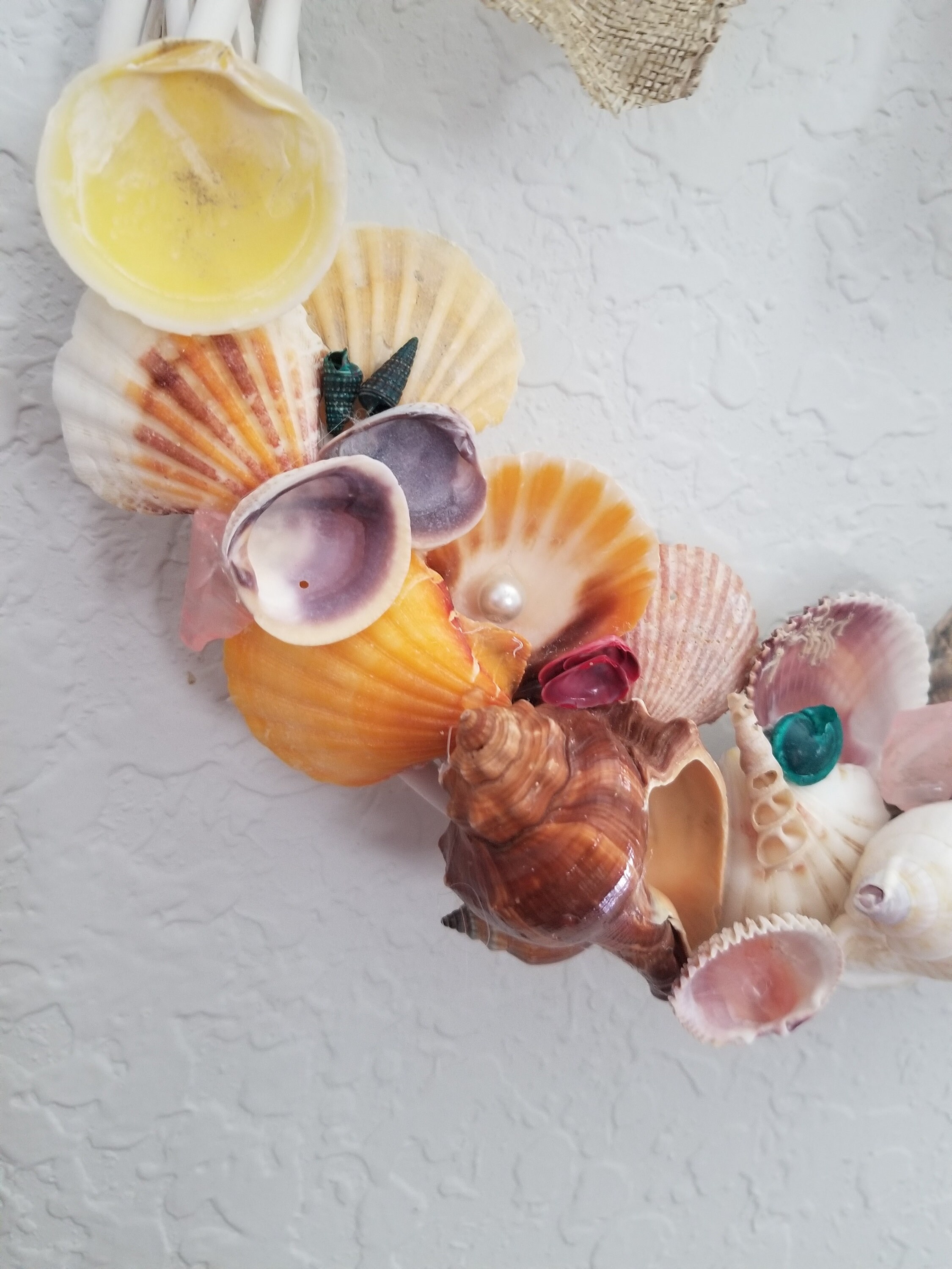 Beautiful 12 Bamboo Front Door Coastal Shell Wreath or Wall Hanger. Our ...