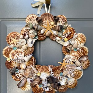 NEW 17 XL Beautiful Real Sea Shell Wreath Wall Hanger With Starfish ...