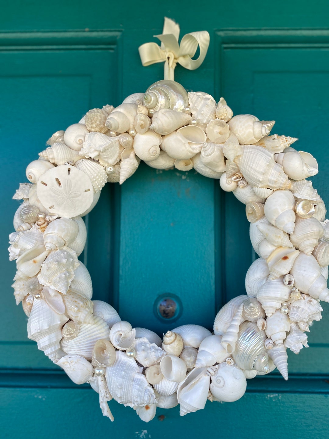 Beautiful 12 White Real Seashell Wreath Door Hanger With - Etsy