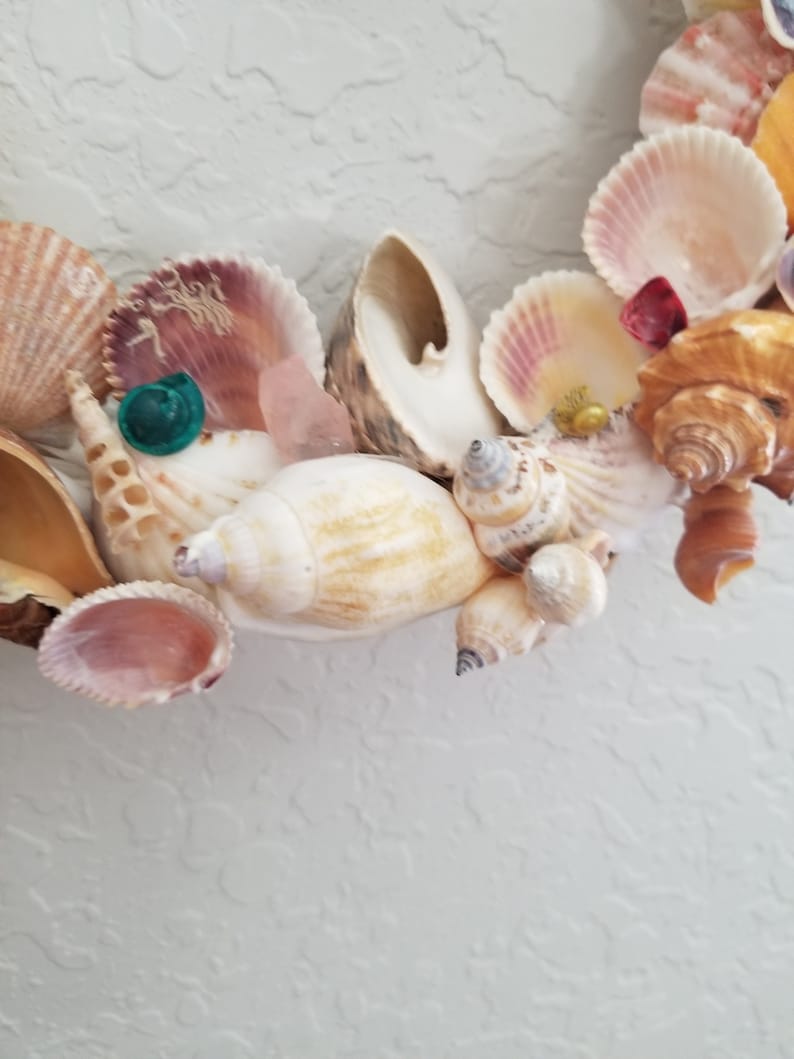 Beautiful 12 Bamboo Front Door Coastal Shell Wreath or Wall | Etsy