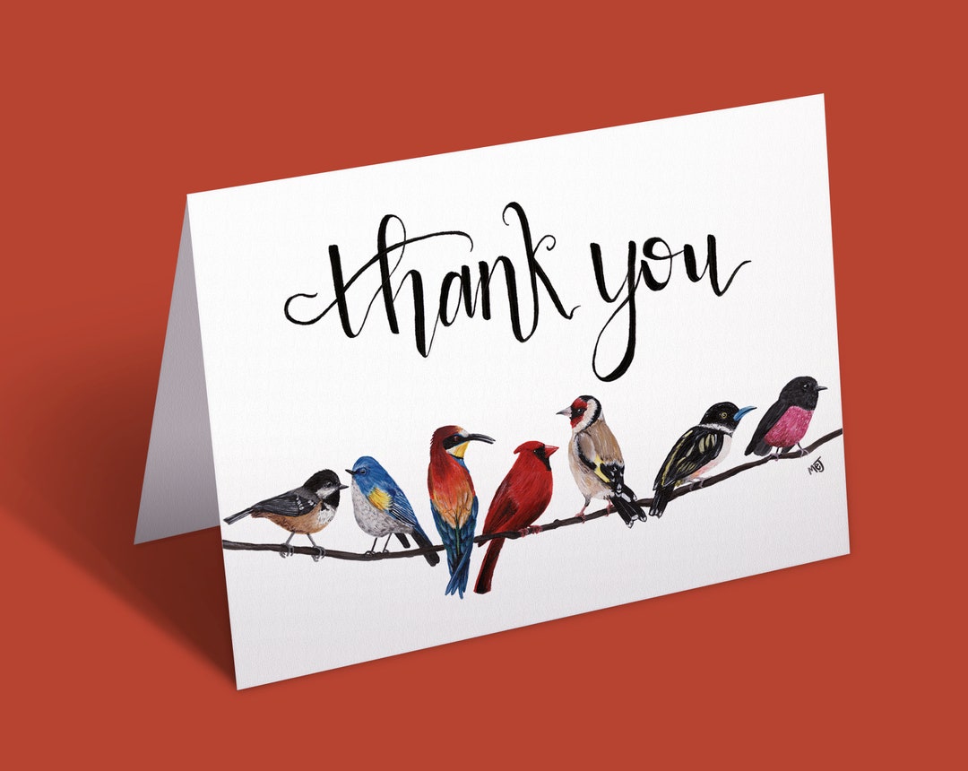 Birds Thank You Card Set: Original Colored Pencil Drawing (5x7) - Etsy