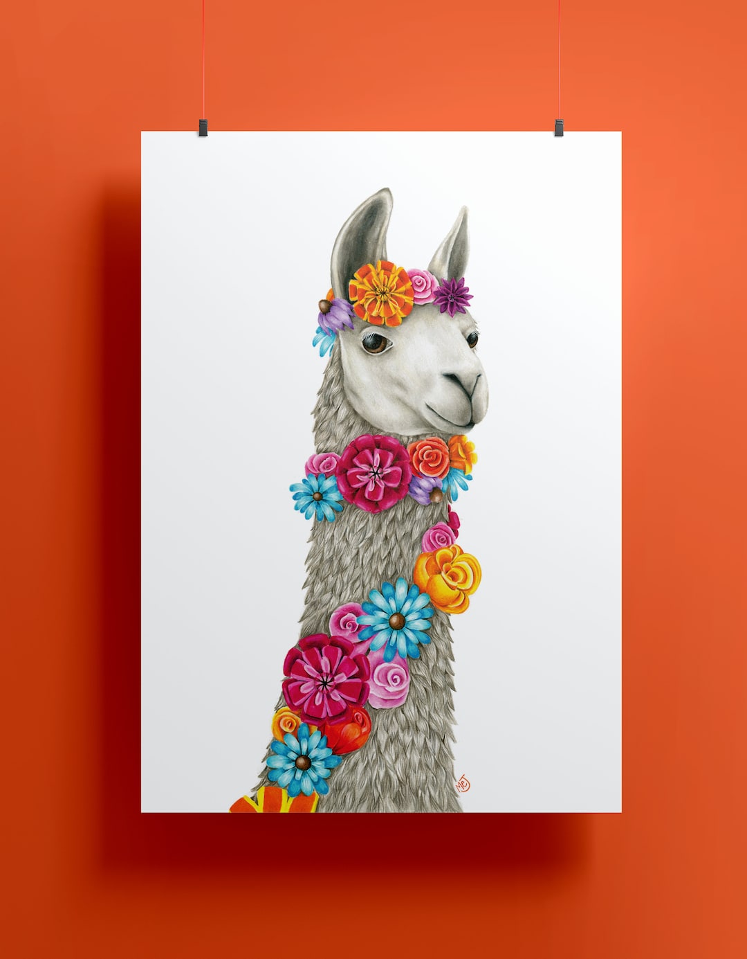 Llama Original Colored Pencil Drawing Print Hand Drawn Animal Art Art ...