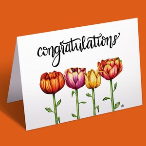 5 Pack Floral Congratulations Greeting Card 5x7 Original Colored Pencil ...