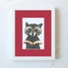 Reading Raccoon Original Colored Pencil Drawing Print Hand Drawn Art ...