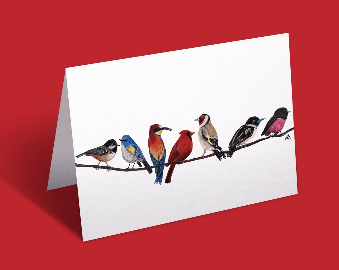5 Pack Birds Greeting Card 5x7 Original Colored Pencil Drawing Thank ...