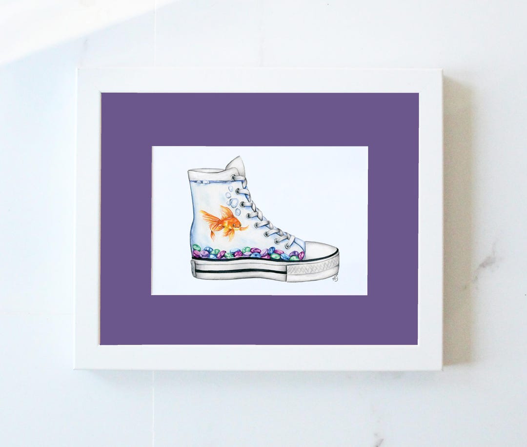Converse Goldfish Original Colored Pencil Drawing Print Hand Drawn ...