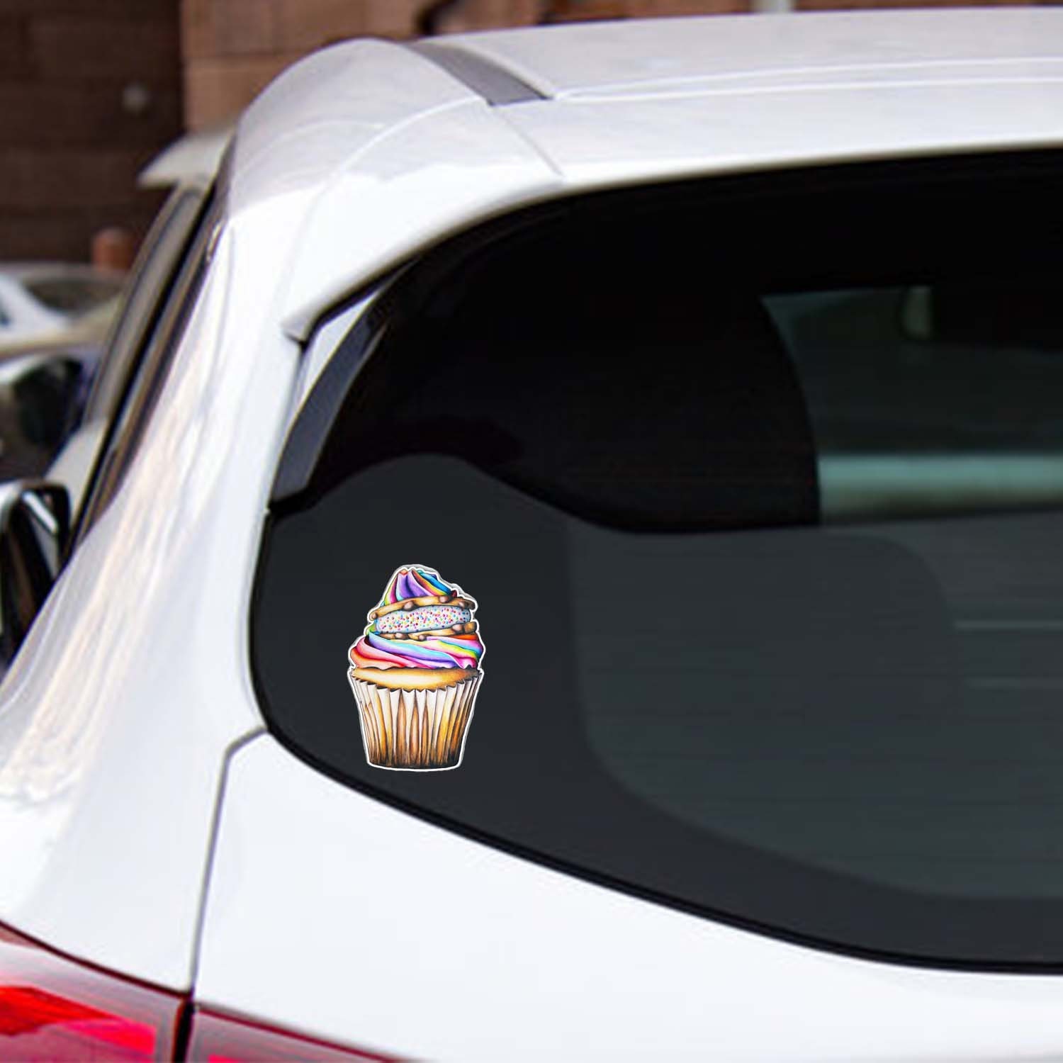 Rainbow Cupcake Decal Colorful Bumper Sticker Cute Car Pink Purple ...