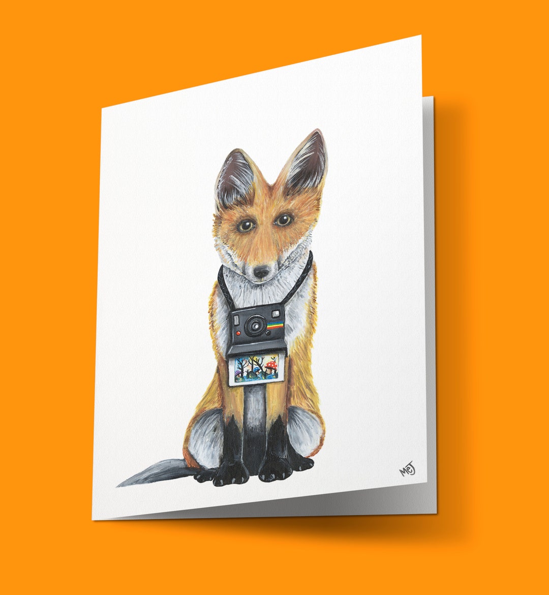 Fox Photographer Greeting Card Set: Original Acrylic Animal Art (5x7 ...