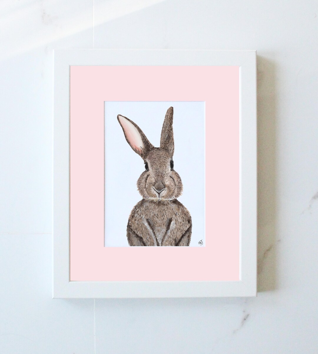 Baby Bunny Acrylic Painting Print: Matted Rabbit Wall Art - Etsy