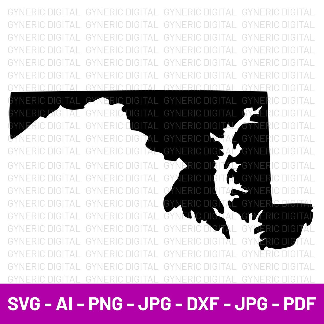 Maryland SVG Maryland Clipart Vector Maryland Clip Art Map - Etsy