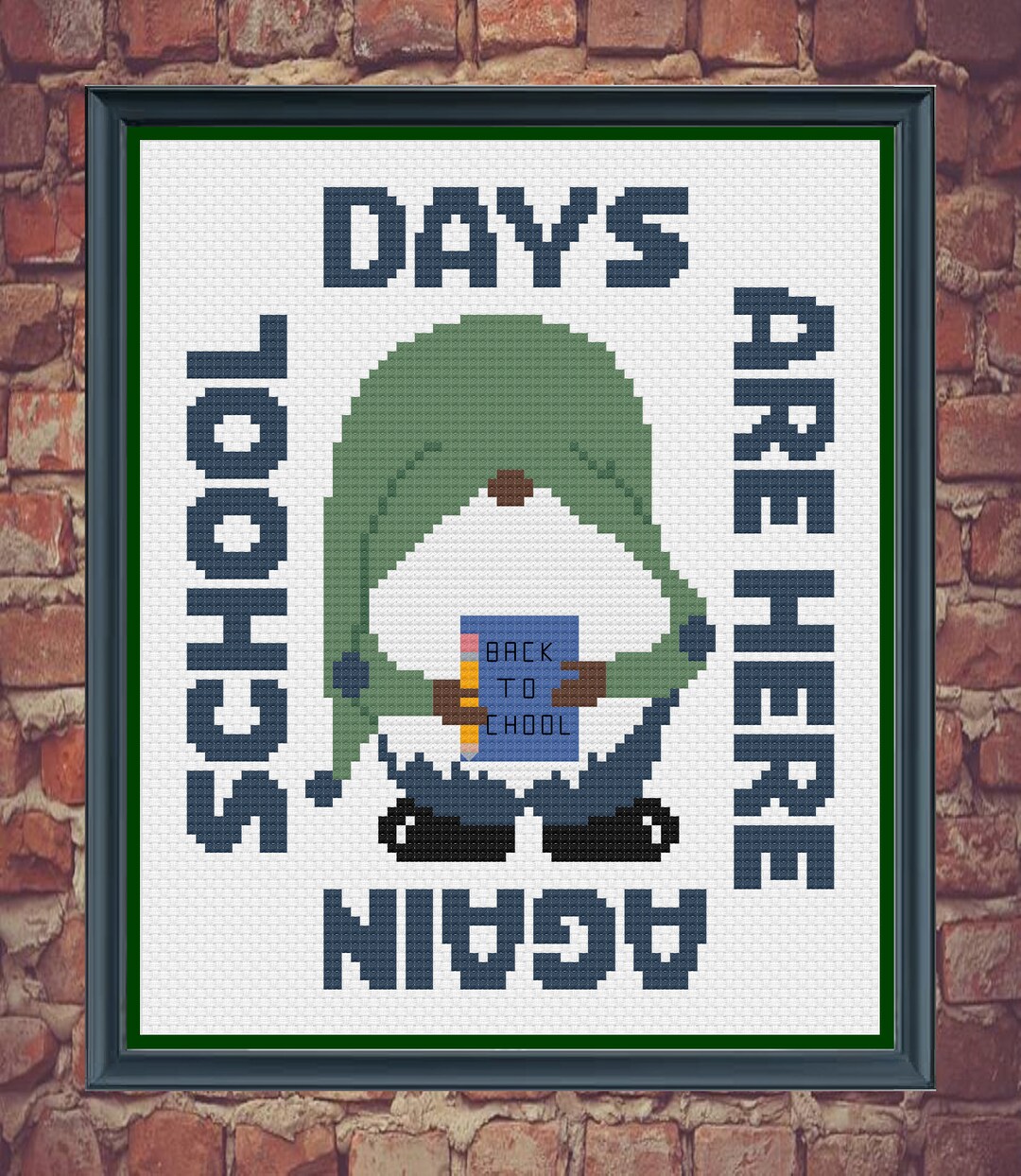 School Cross Stitch Pattern, Teacher Cross Stitch, Gnome Cross Stitch ...