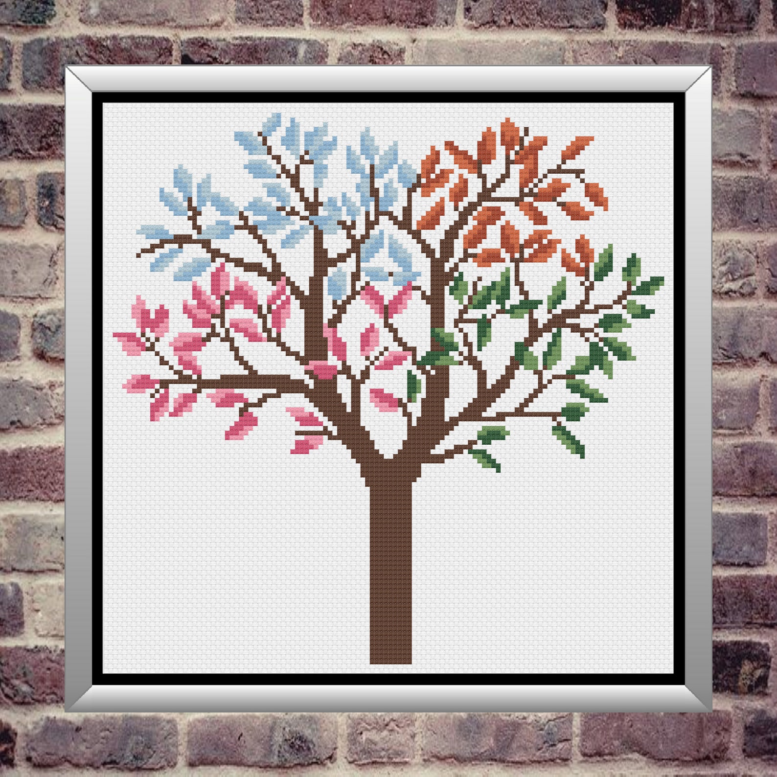 Tree Cross Stitch, Four Seasons Tree Cross Stitch, Seasons Cross Stitch ...