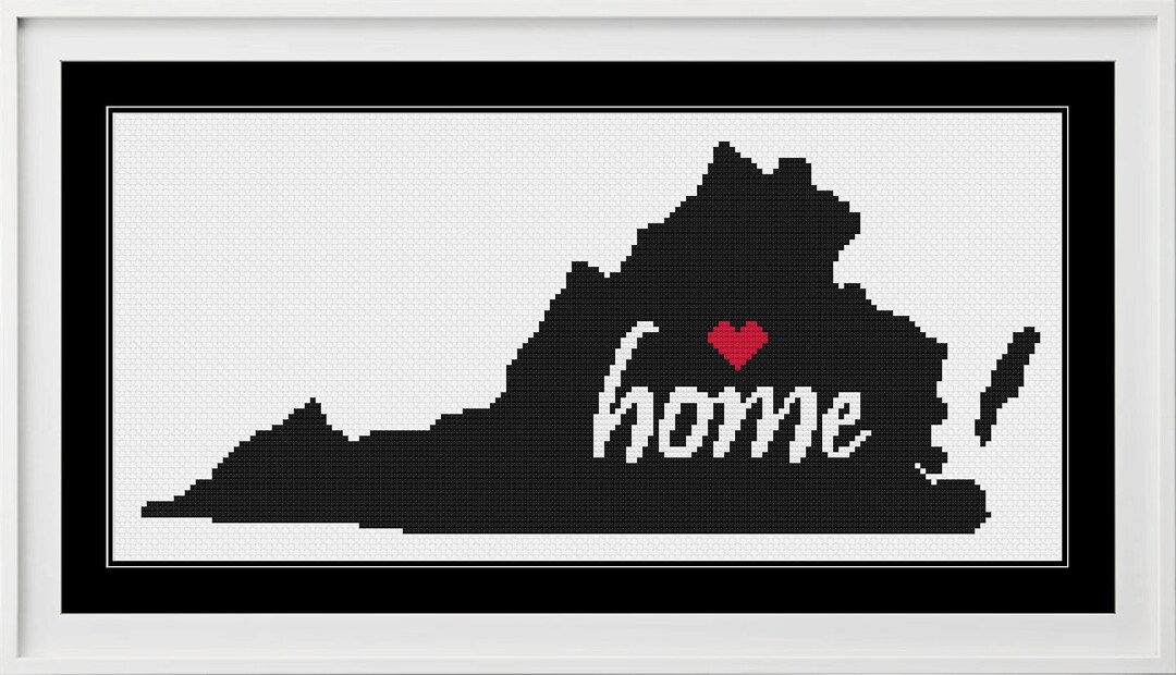 Virginia Cross Stitch, Virginia Cross Stitch Pattern, Virginia Decor ...