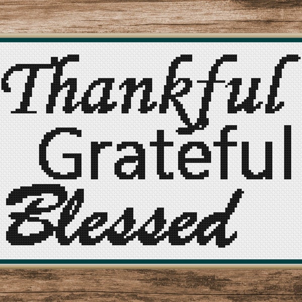 Thankful Grateful Blessed Cross Stitch - Etsy
