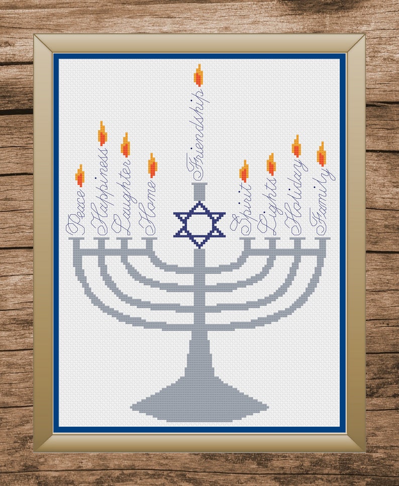 Hanukkah Cross Stitch Hanukkah Cross Stitch Pattern Menorah - Etsy