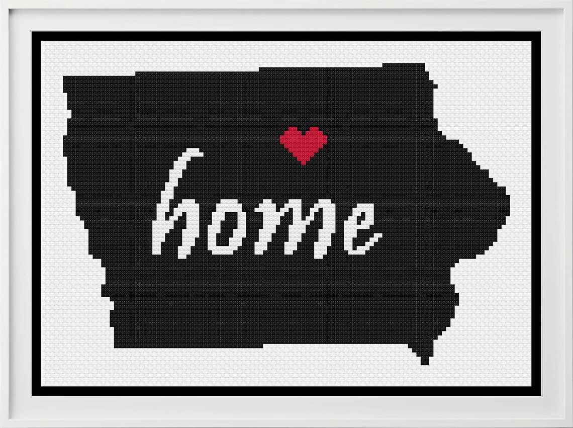 Iowa Cross Stitch, Iowa Cross Stitch Pattern, Iowa Home Decor, Iowa ...