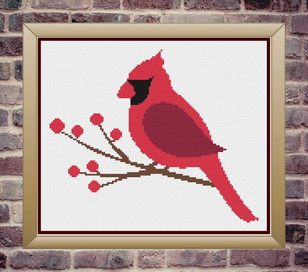 Cardinal Cross Stitch, Cardinal Cross Stitch Pattern, Bird Cross Stitch ...