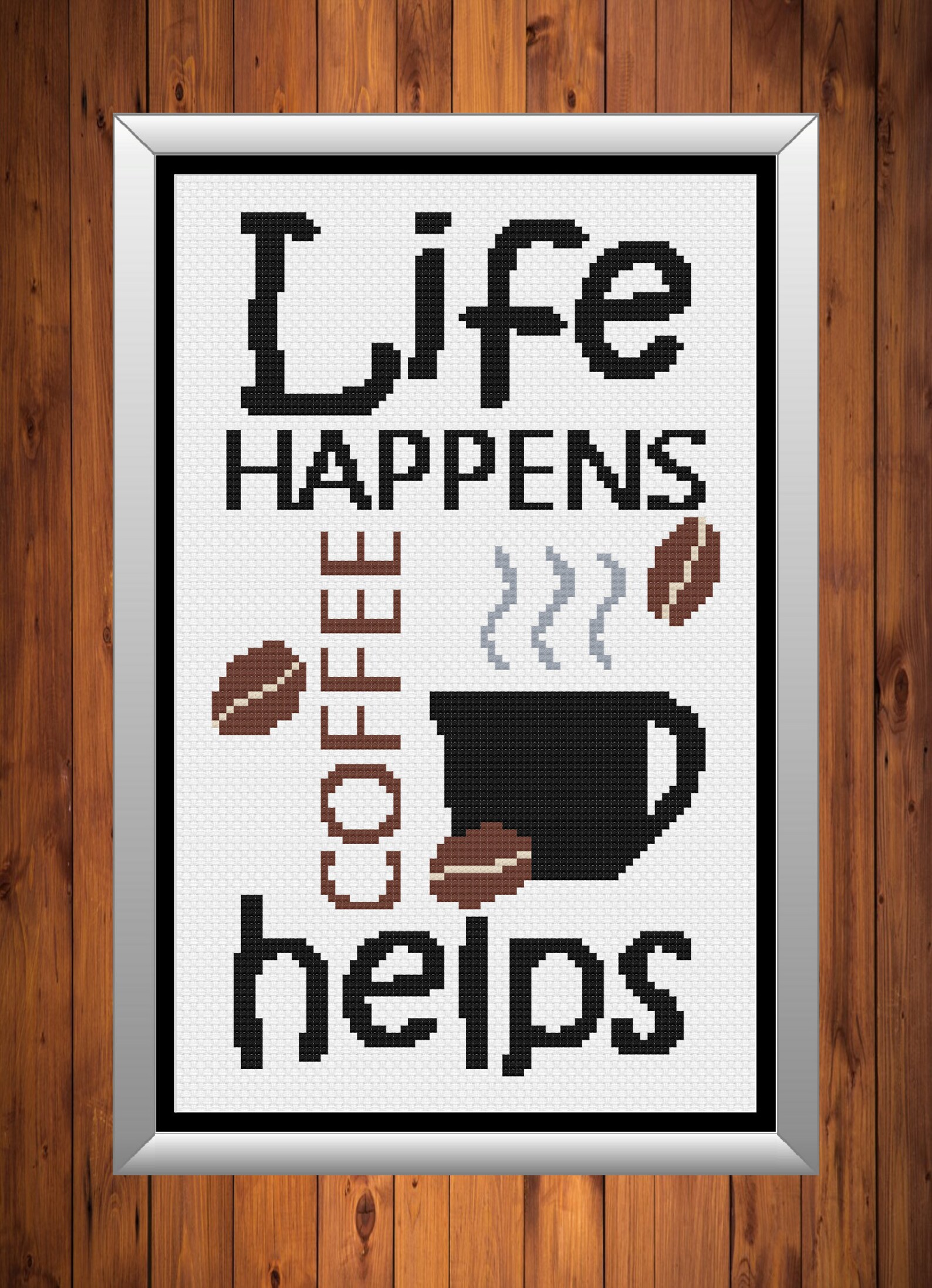 Coffee Cross Stitch Pattern, Coffee Cross Stitch, Coffee Decor, Coffee ...
