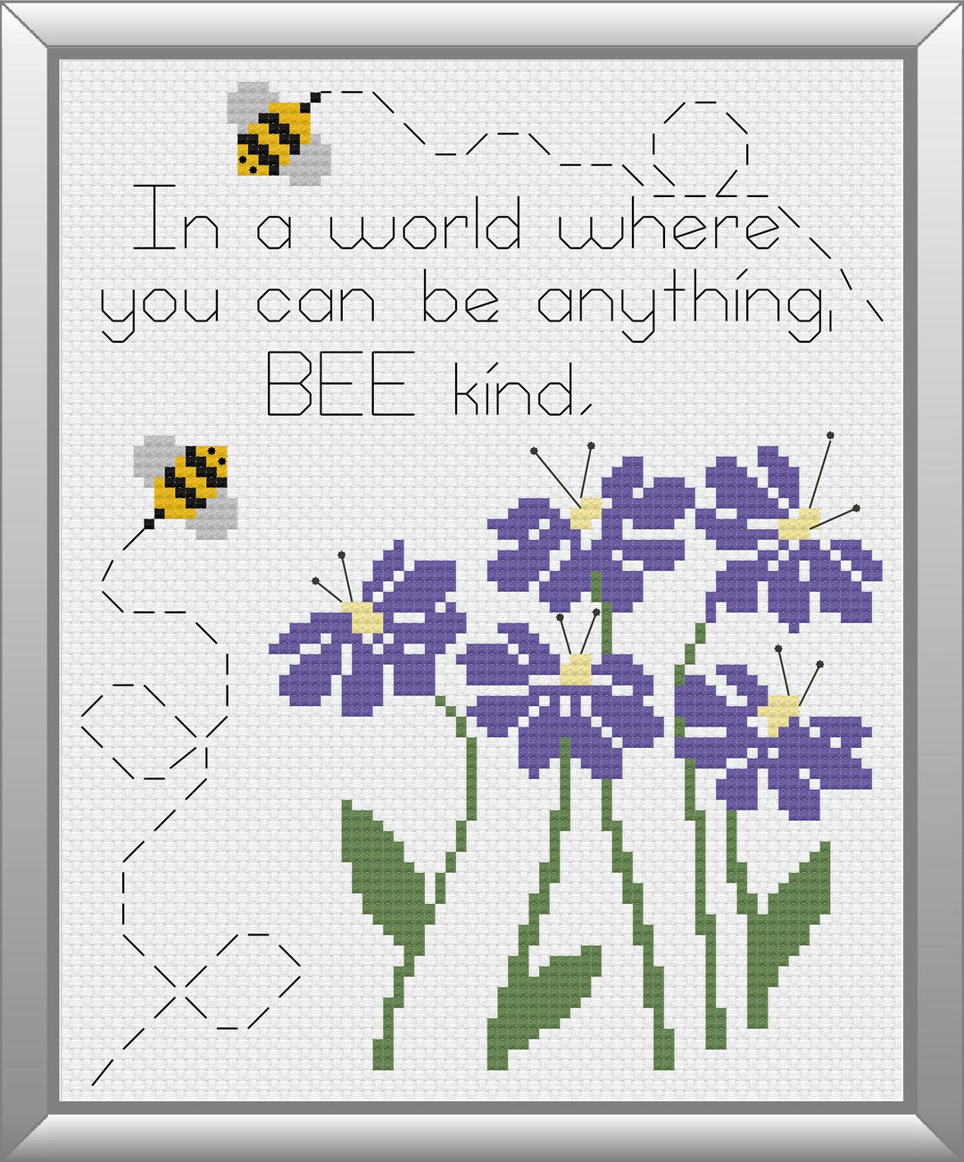 Bee Kind Cross Stitch, Bee Cross Stitch, Inspirational Cross Stitch ...