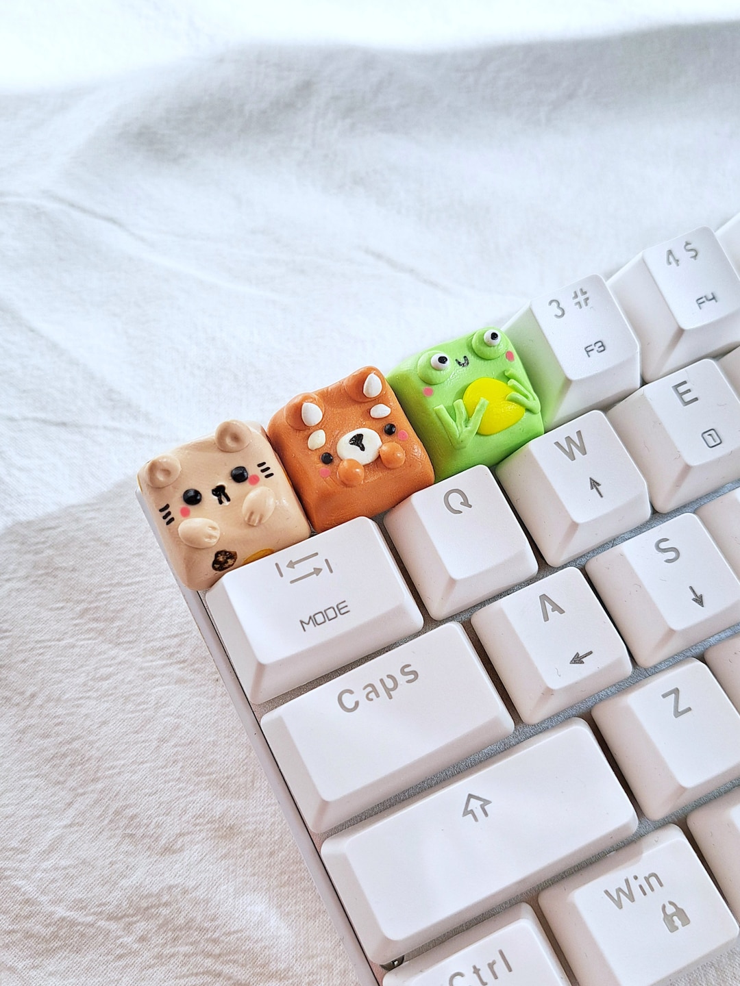 Kawaii Cute Cat and Shiba Inu Dog Frog Handmade PBT Keycaps for ...