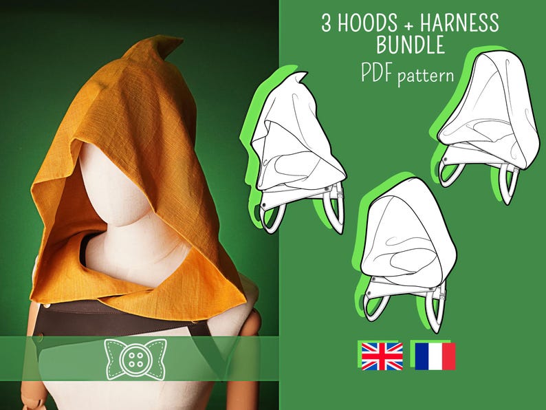 3 HOODS + HARNESS BUNDLE Pdf Pattern | Home Printing | Digital Pattern ...