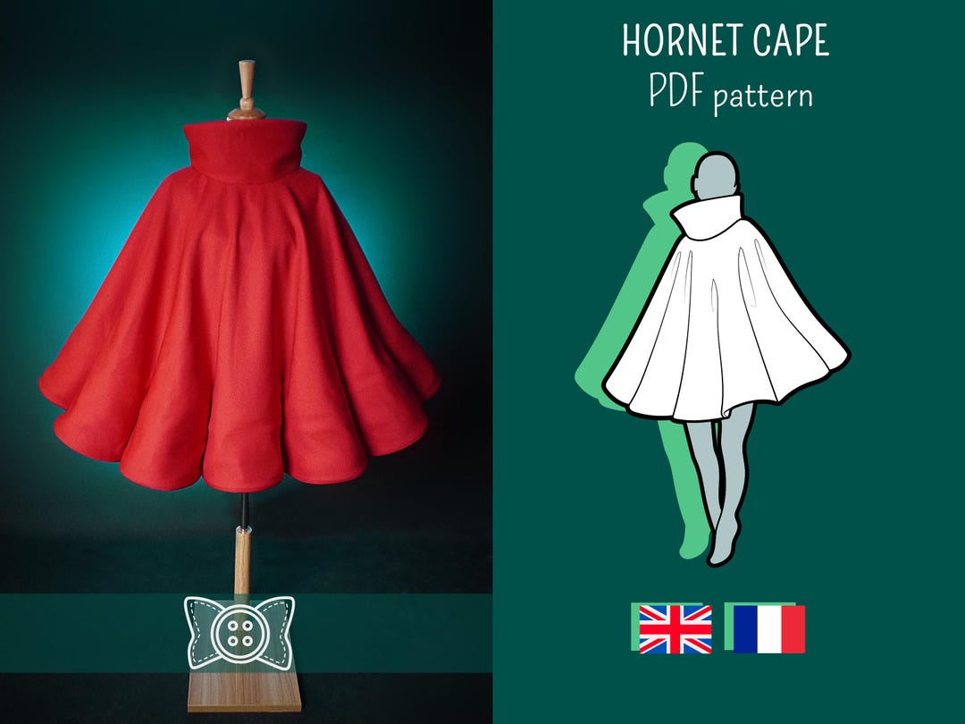 HORNET CAPE With Structured Collar and Forever Pleats, Cosplay PDF ...