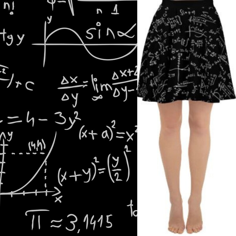 SMART SKIRTS* Math Nerd Skater Skirt in Black & White - Etsy