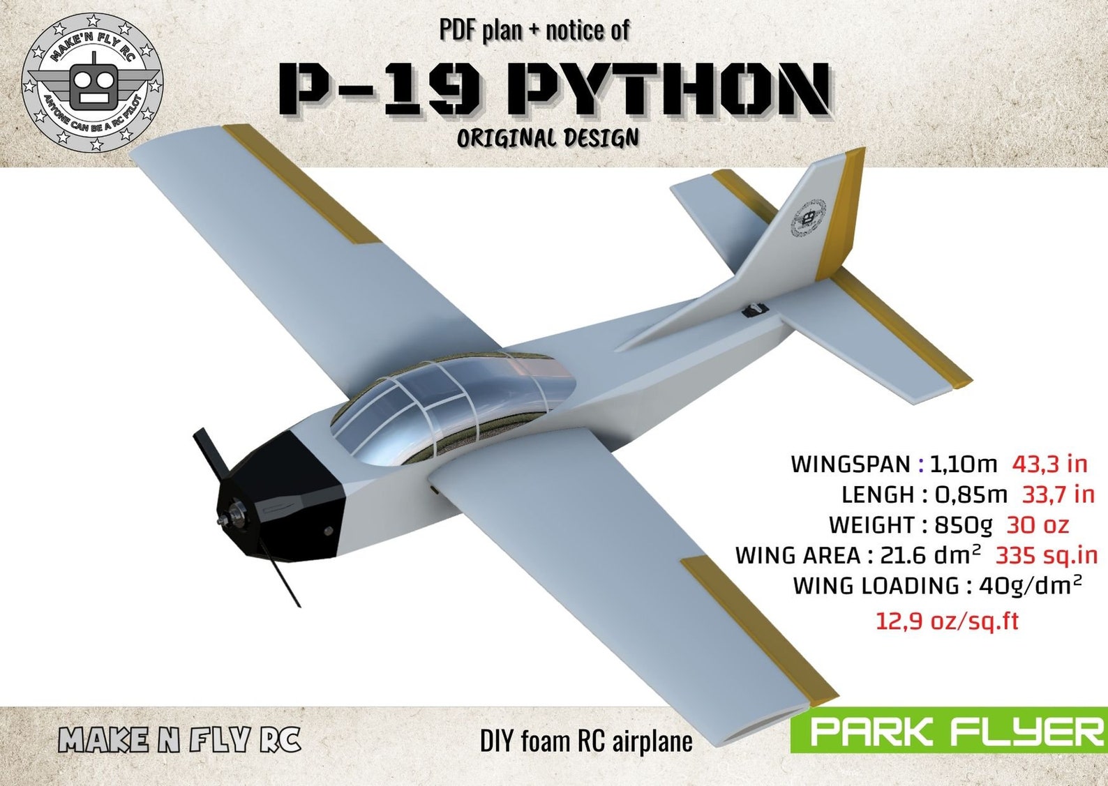 DIY Foam RC Plane - PDF Plan-p19 Python - Instant Download - Etsy Canada