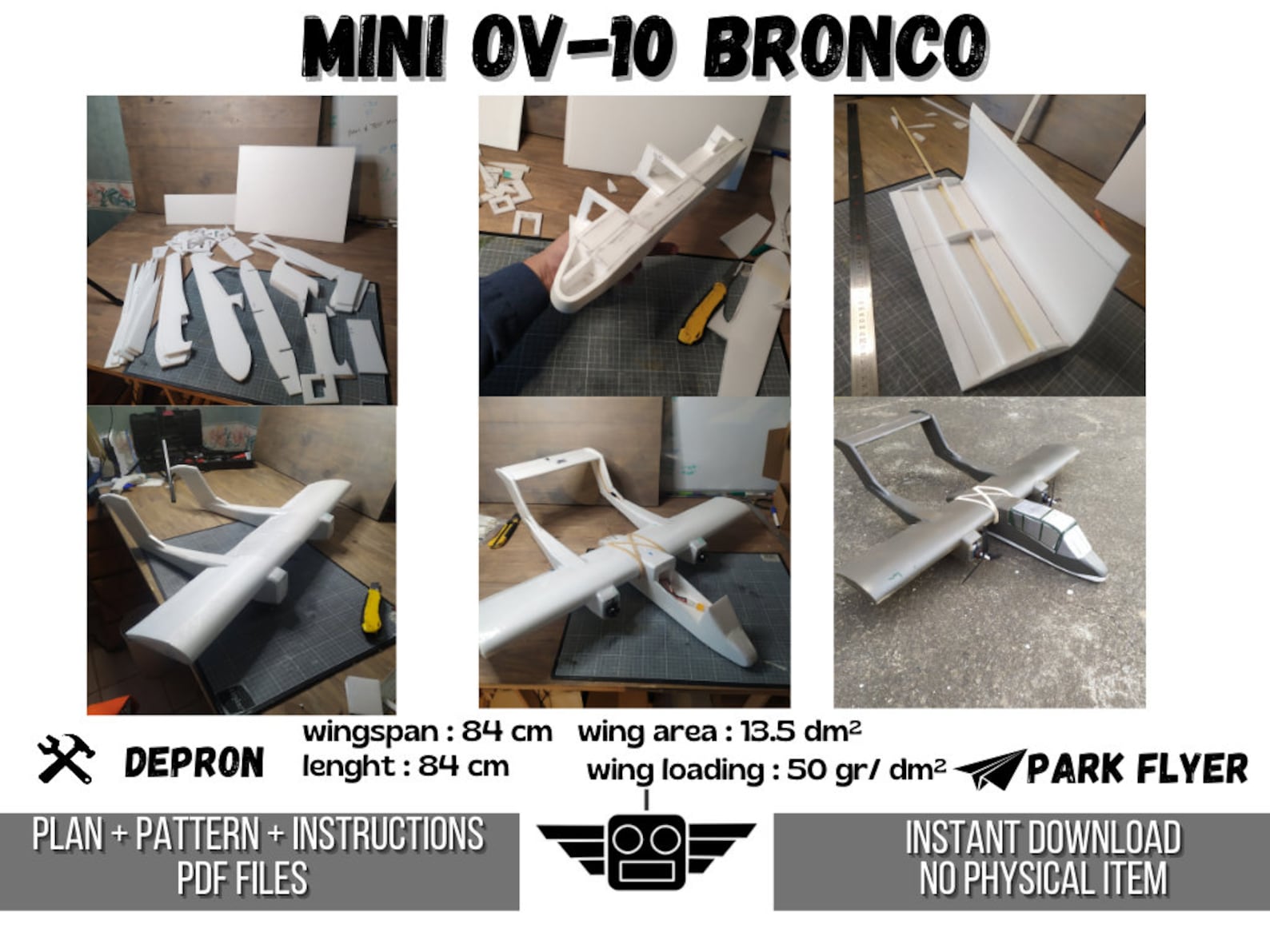Mini avion radiocommandé Bronco OV-10 - Depron - Plan et patron PDF ...