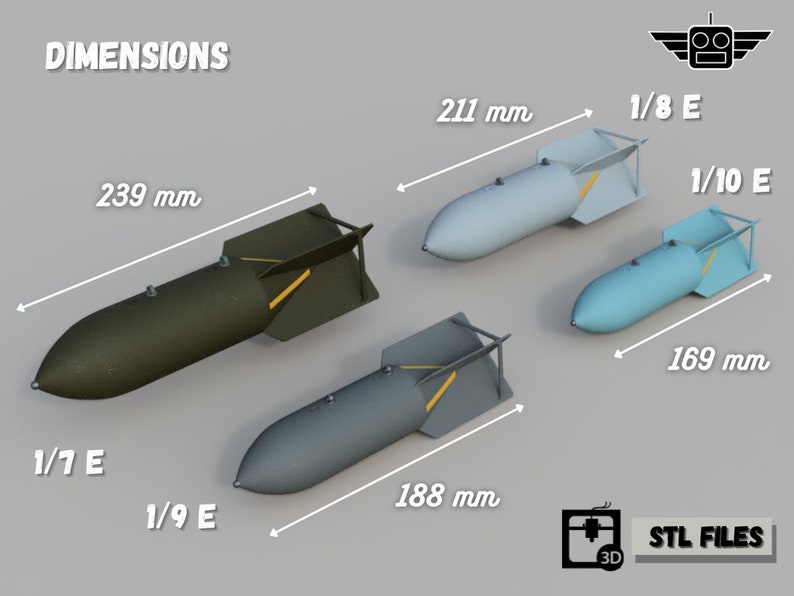 SC 250 Bomb Replica Set for Aeromodelling / RC Scale Model / Stl Files ...