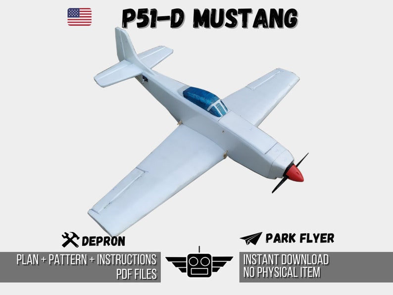 P-51 D Mustang -depron RC Airplane - Parkflyer - Instant Download -PDF Plan Pattern and ...