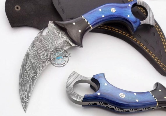 Custom Handmade Damascus Steel Double Edge Karambit Knife - Etsy