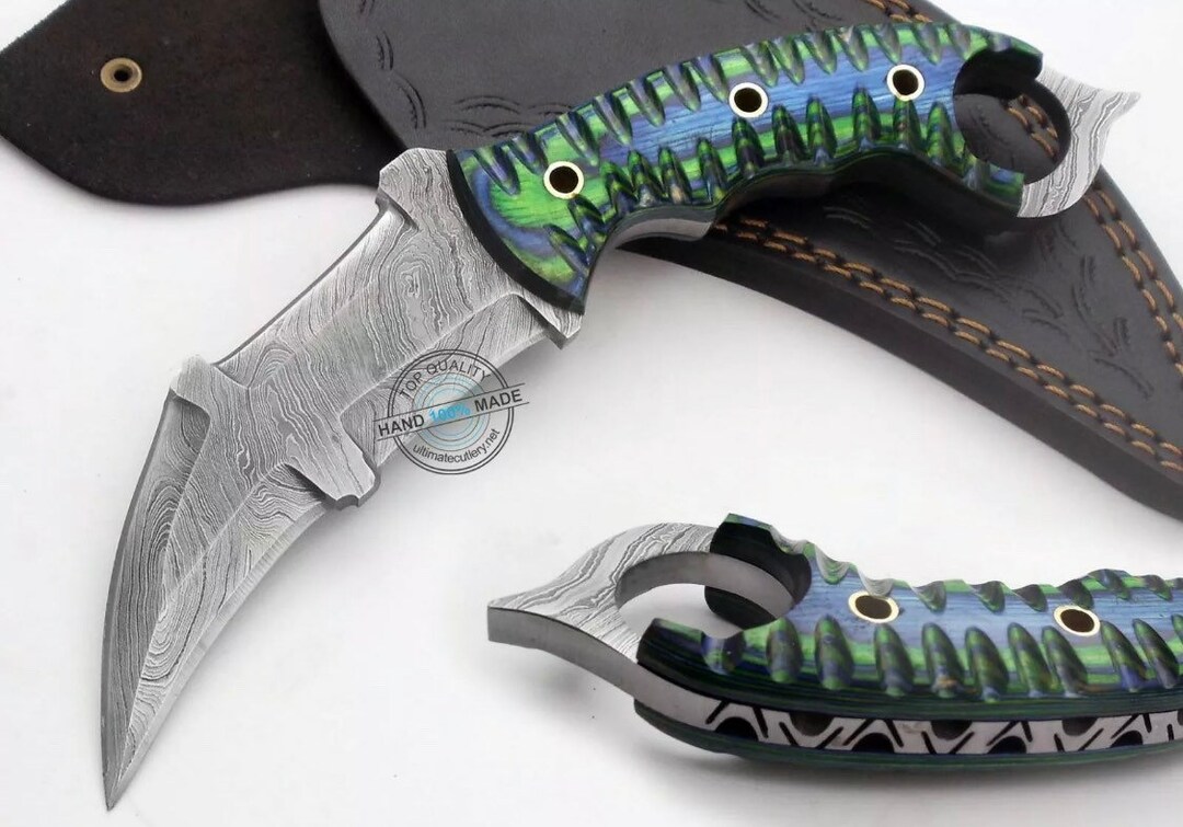 Custom Handmade Damascus Steel, Double Edge, Karambit Knife, (2295 ...