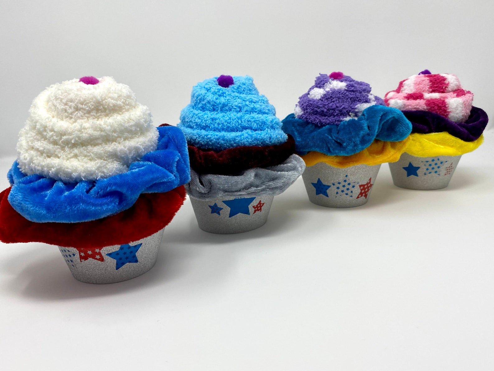 Box of 9 Themed Fuzzy Sock Cupcakes with Scrunchies. Birthday | Etsy
