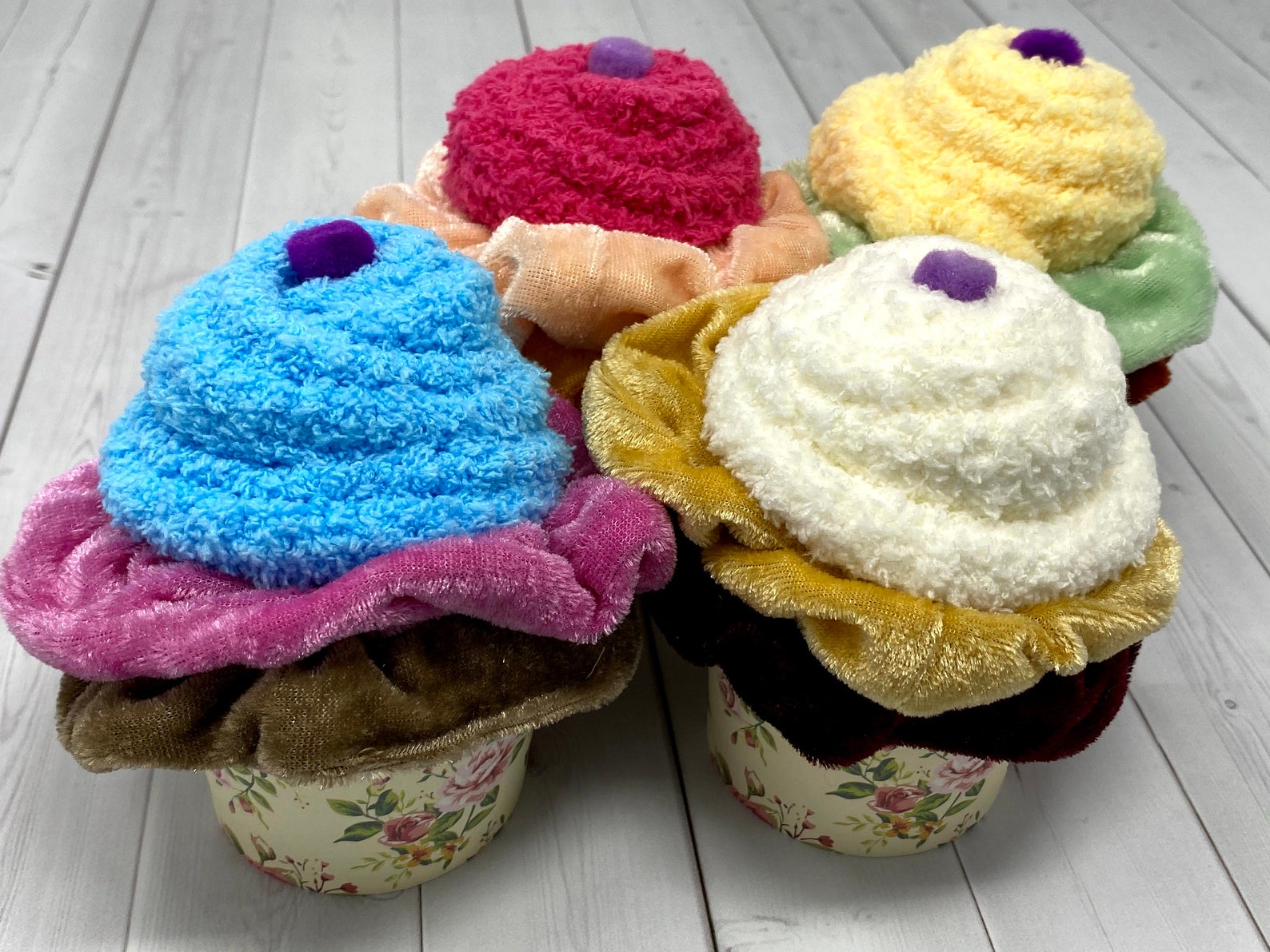 Box of 9 Themed Fuzzy Sock Cupcakes With Scrunchies. Birthday Gift, Get ...