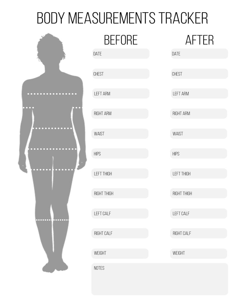 Body Measurement Tracker,weight Loss Tracker,body Measurement Planner ...