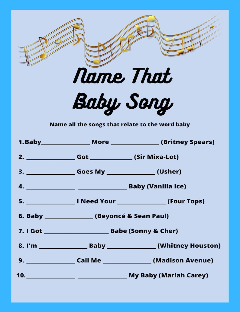 Name That Baby Song, Baby Shower Games, Printable Games, Guess the Baby ...